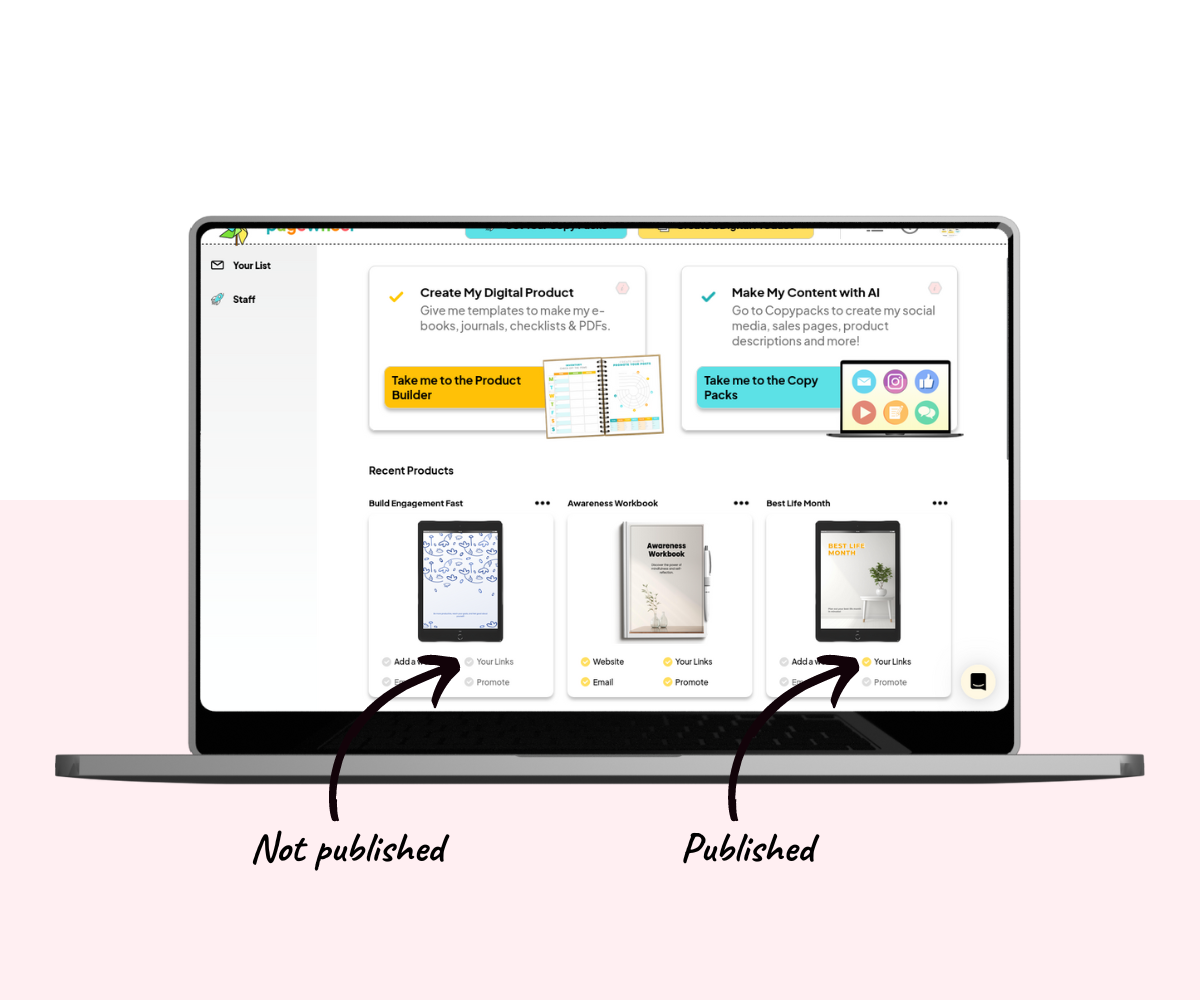 Saving vs Publishing Your Product and Website – PageWheel